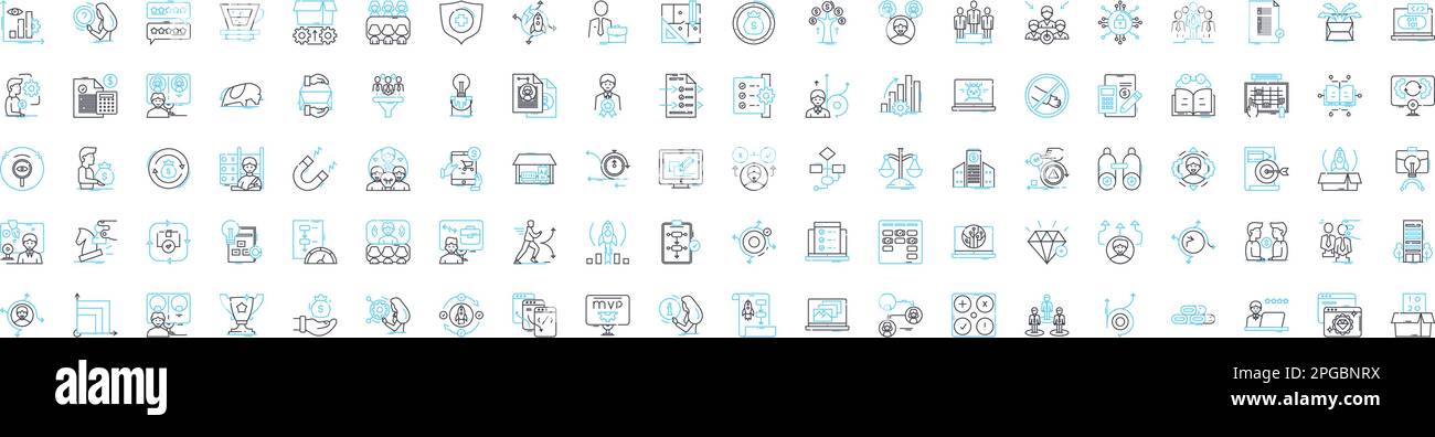 Lean startup vector line icons set. Lean, Startup, Iterate, MVP, Agile ... Lean startup vector line icons set. Lean, Startup, Iterate, MVP, Agile ...