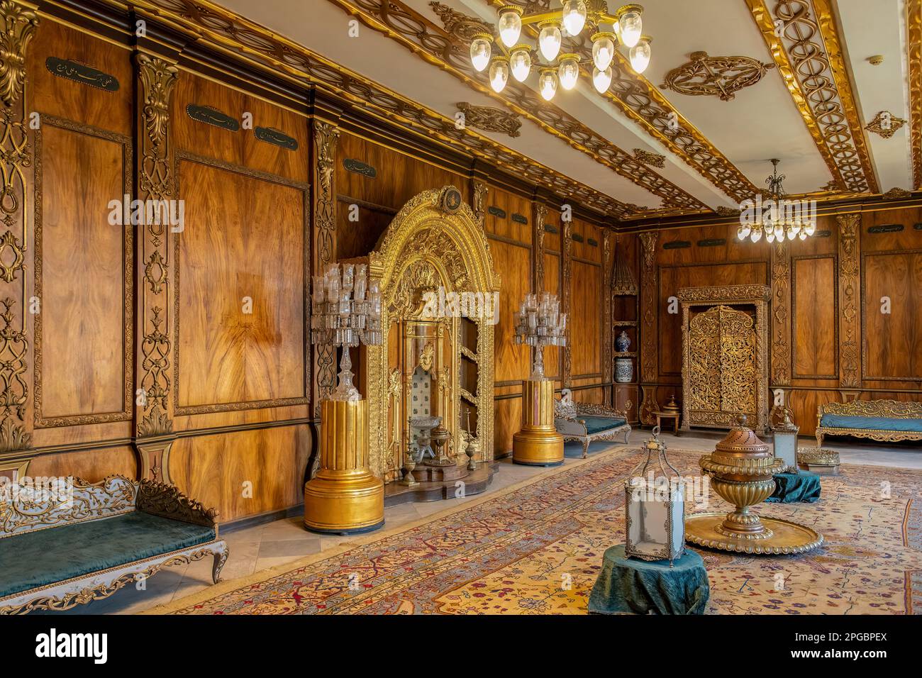 Wood Panelled Room in Palace of Muhammad Ali, Cairo, Egypt Stock Photo ...
