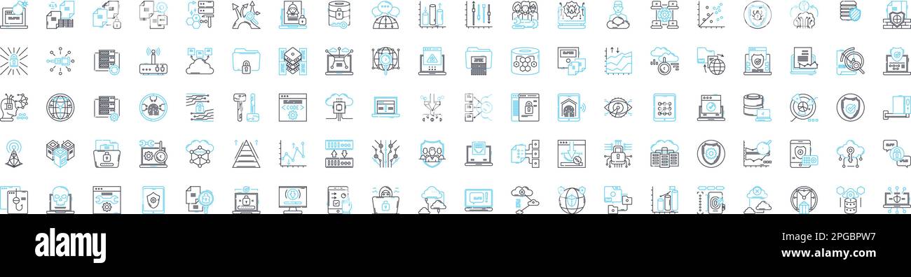 Network security vector line icons set. Network, Security, Cyber ...
