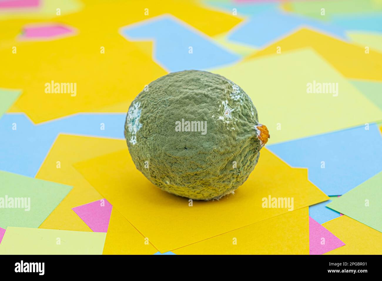 Lemon with mold on Colorful sticky notes in background Stock Photo - Alamy