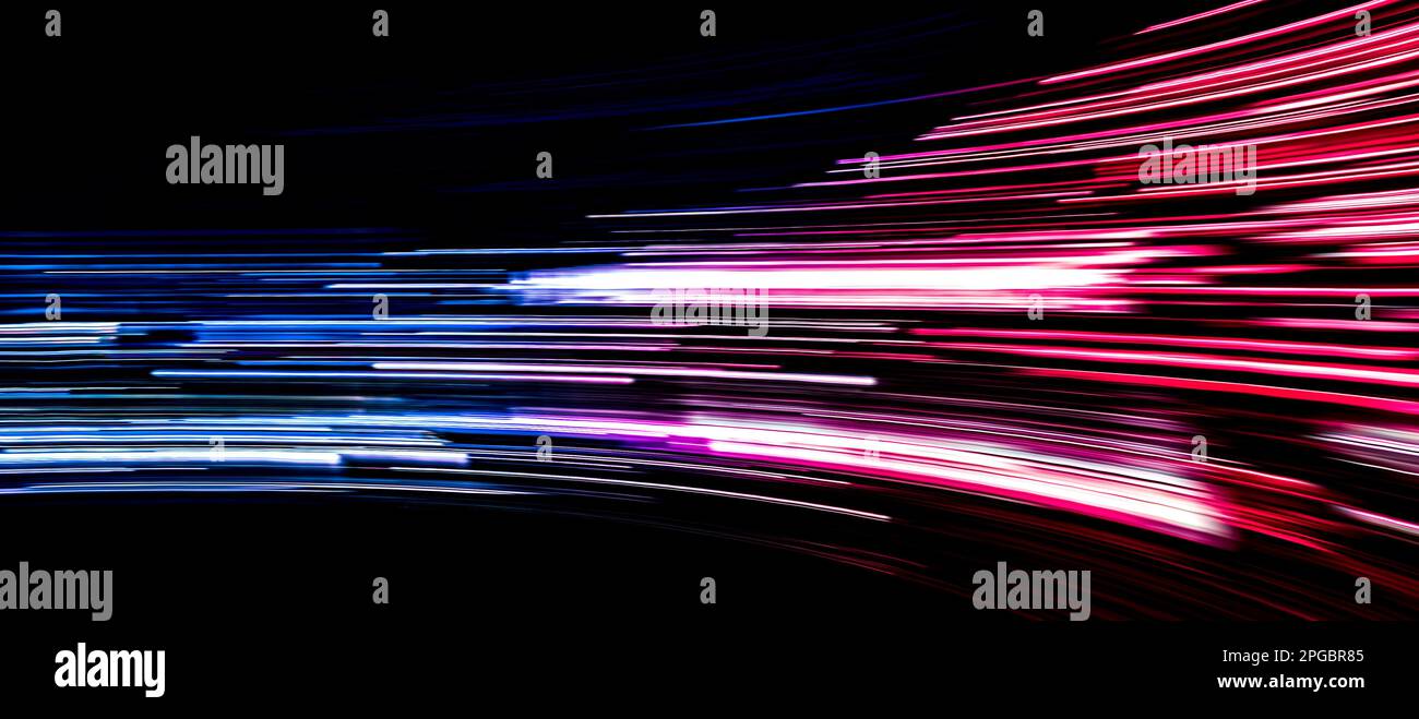 speed light line motion blur on dark background, data transfer ...