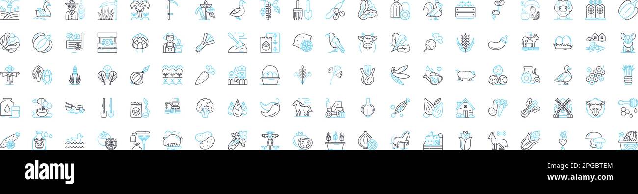 Farm vector line icons set. Farm, Agriculture, Crops, Livestock ...