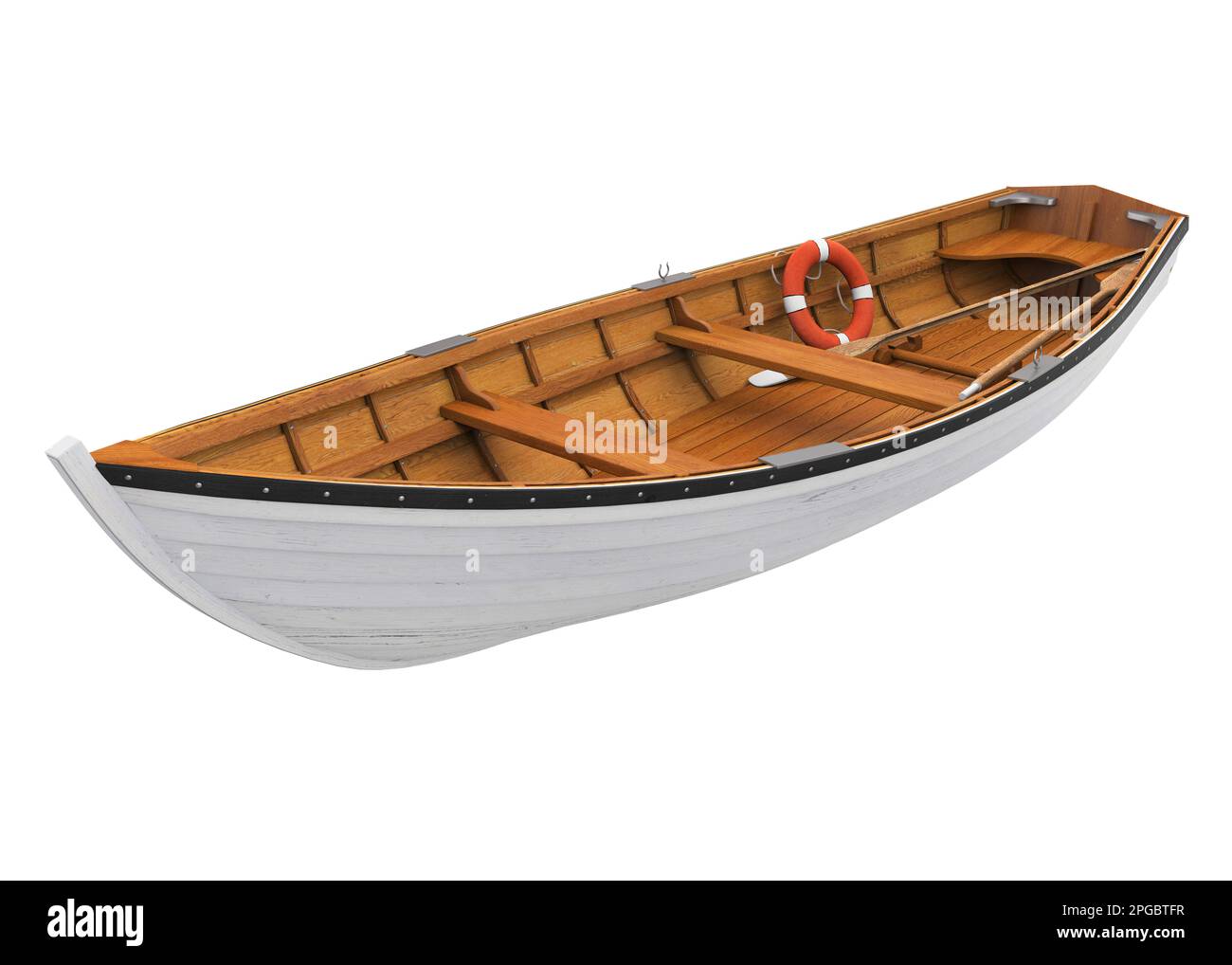 Wooden Row Boat Side View