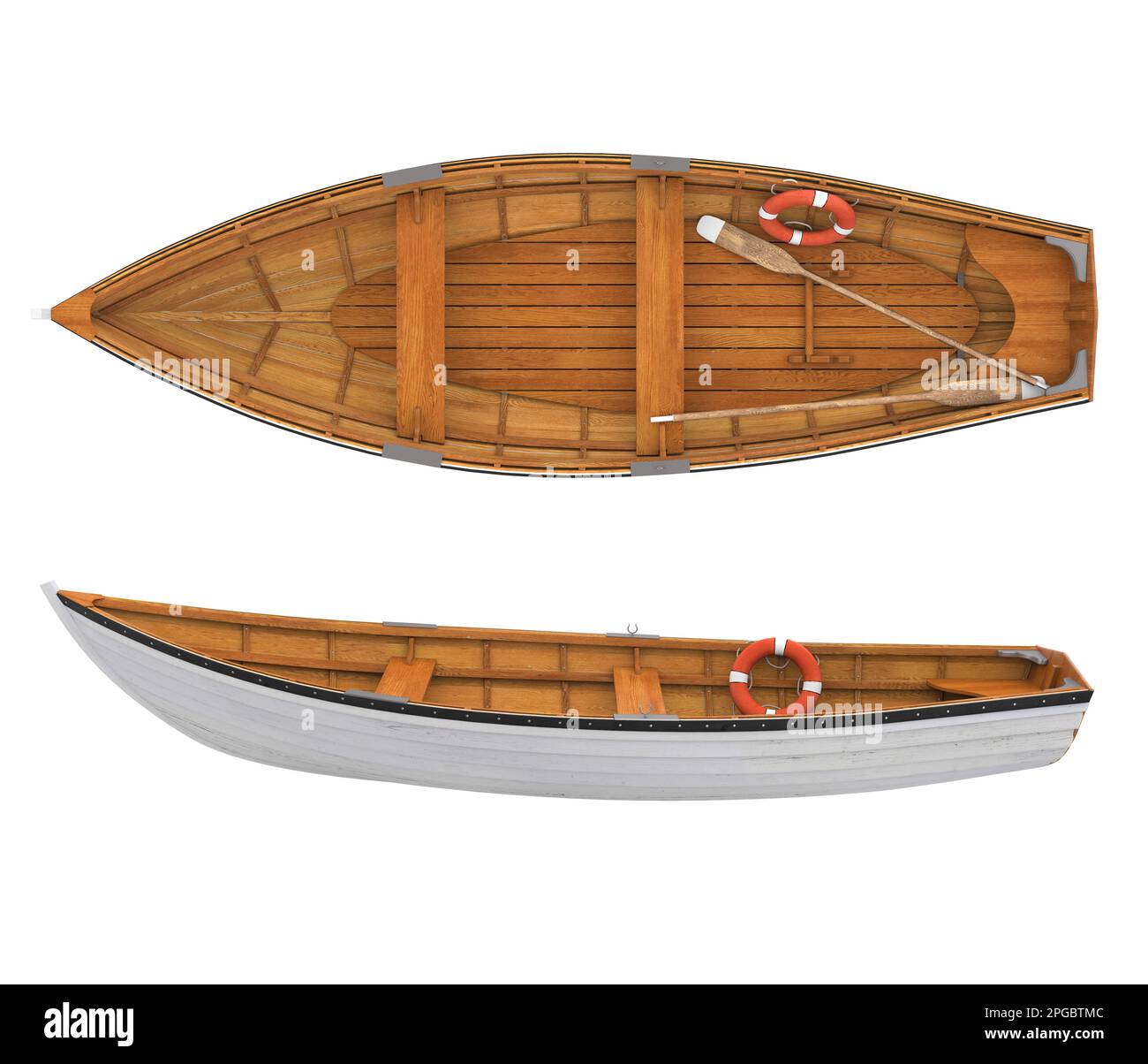 Wooden Row Boat Side View