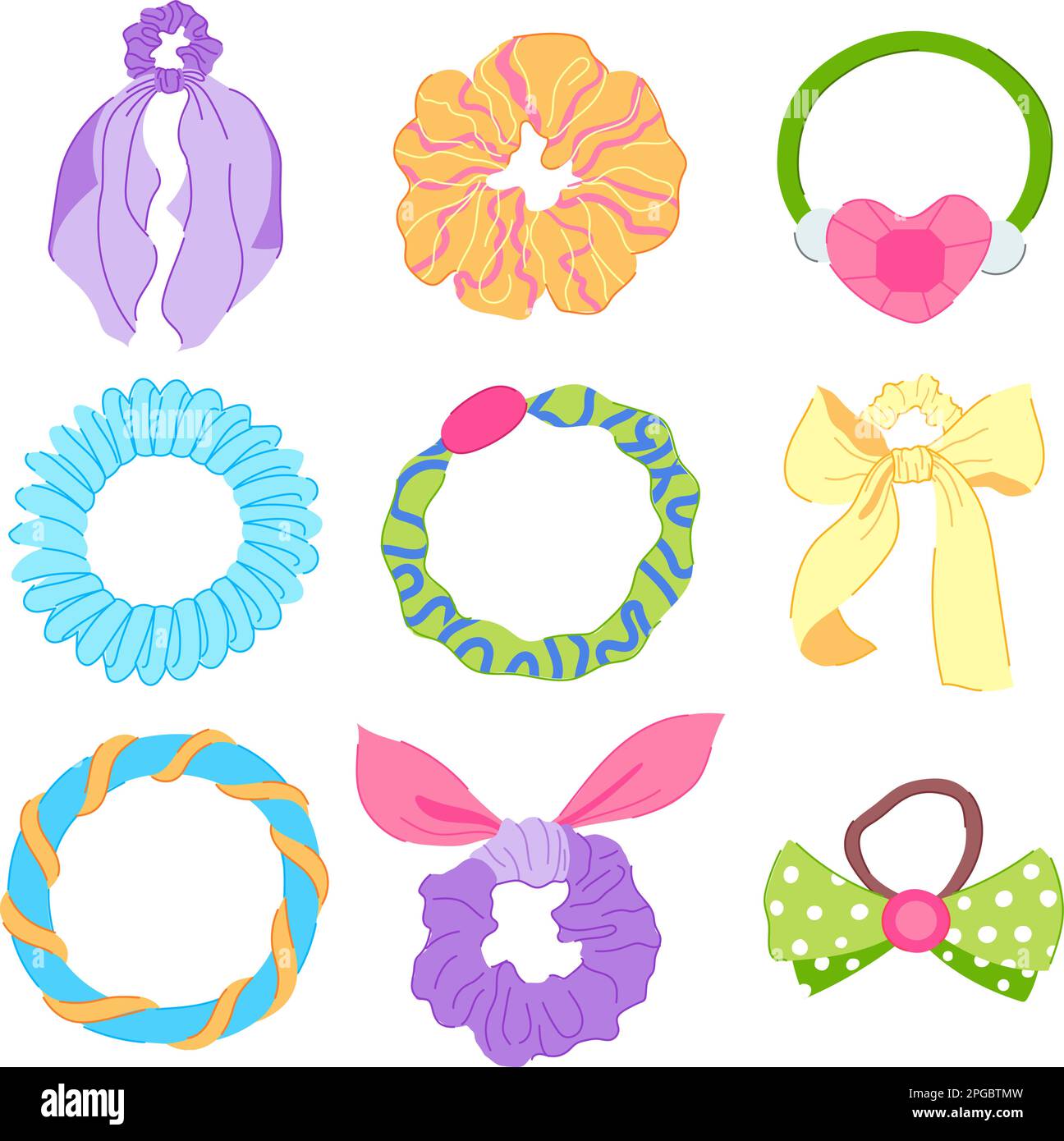 hair scrunchies set cartoon vector illustration Stock Vector Image ...