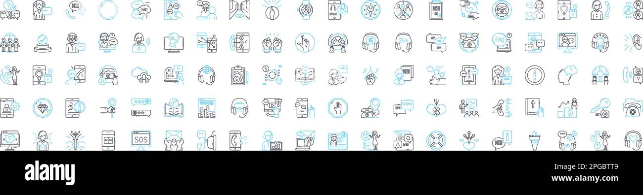 Support Service Vector Line Icons Set Service Support Assistance