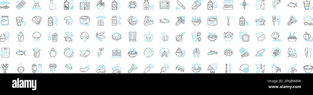 Food hall vector line icons set. Food, hall, eatery, cafeteria, canteen ...