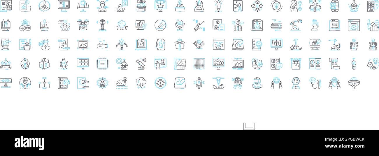 Autonomous Systems Vector Line Icons Set Autonomous Systems Robotics Ai Unmanned Learning