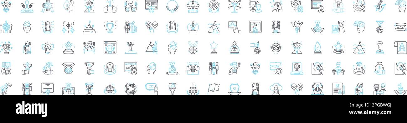 Gamefication vector line icons set. Gamification, Game, Gaming, Reward, Motivate, Points, Goal ...