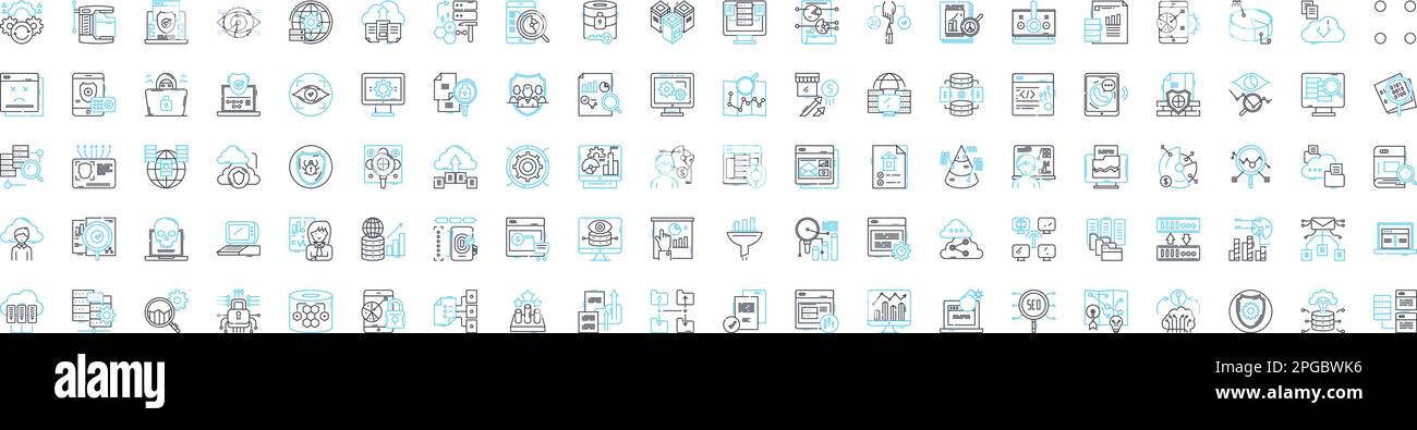 Big Data Analysis Vector Line Icons Set Analytics Mining Storage Patterns Visualization