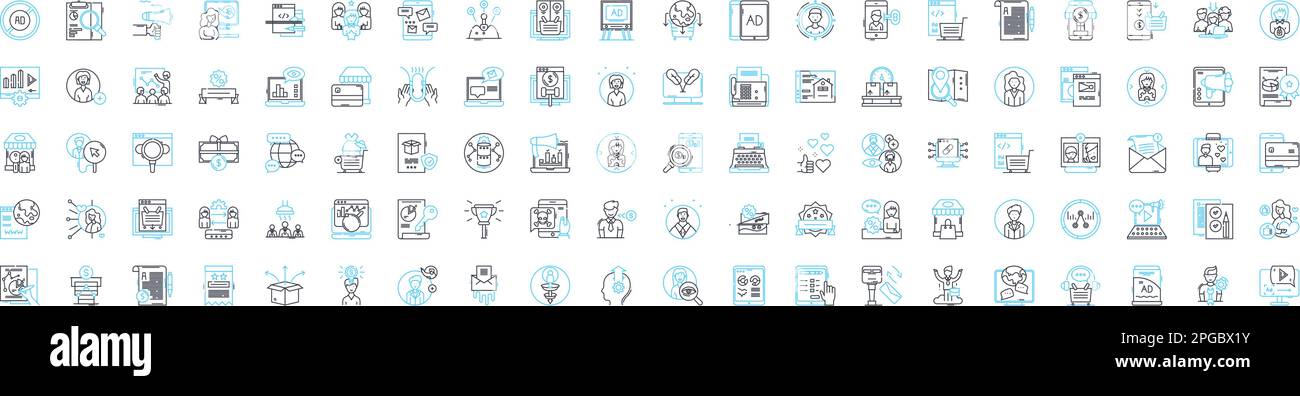 Promotion concept vector line icons set. Advertising, Marketing ...