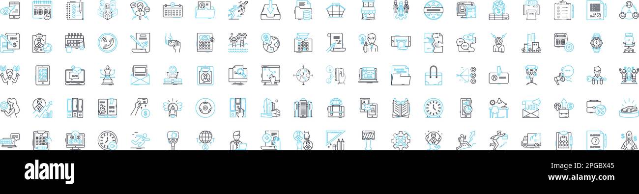 Office space vector line icons set. Workplace, cubicle, desk, meeting ...