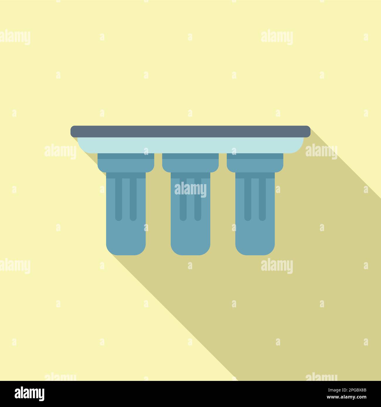 Triple filter icon flat vector. Water purification. Container liquid ...