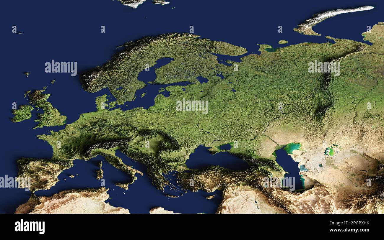 3d illustration of a highly detailed map of Europe. Elements of this ...