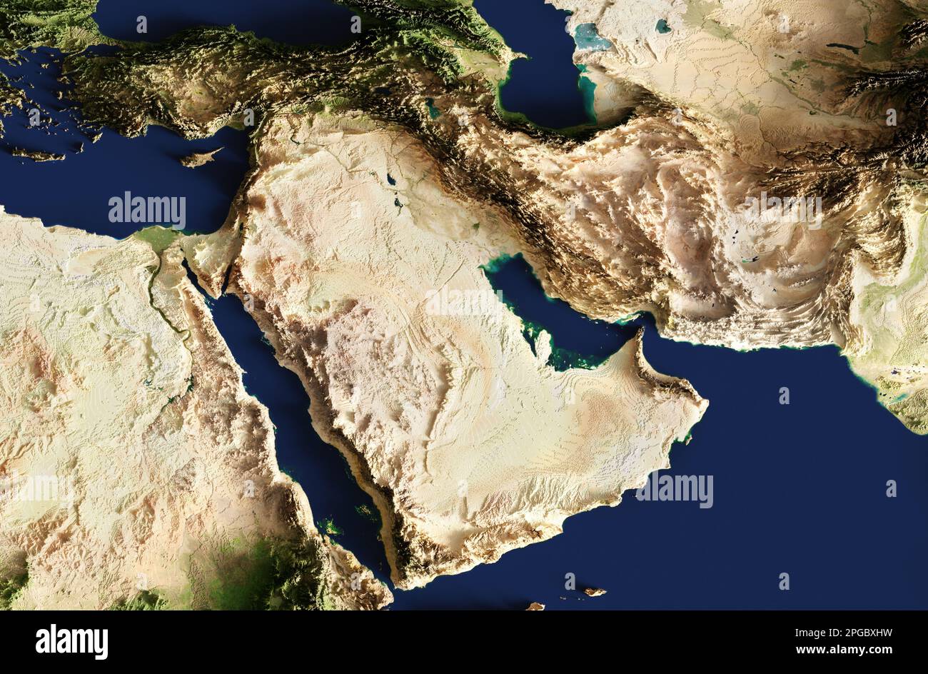3d illustration of a highly detailed map of the Middle East. Elements ...
