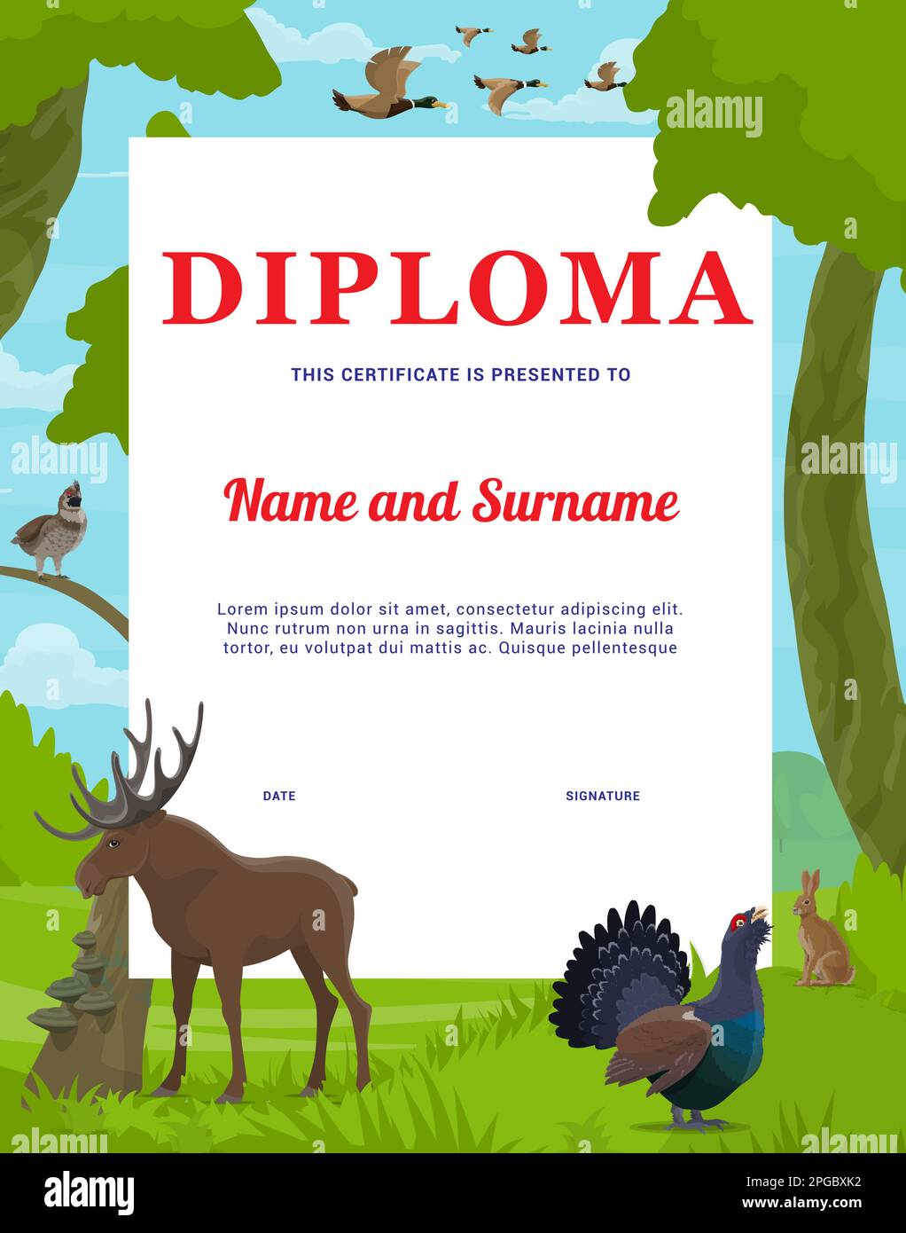 Hunting, environment, world animal day diploma. Conservationist ...