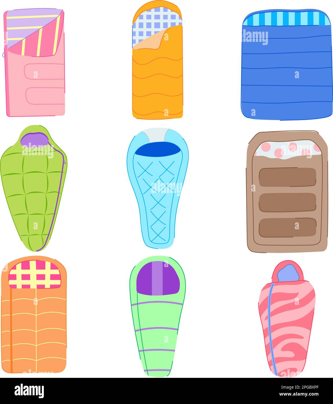 sleeping bag set cartoon vector illustration Stock Vector Image & Art ...