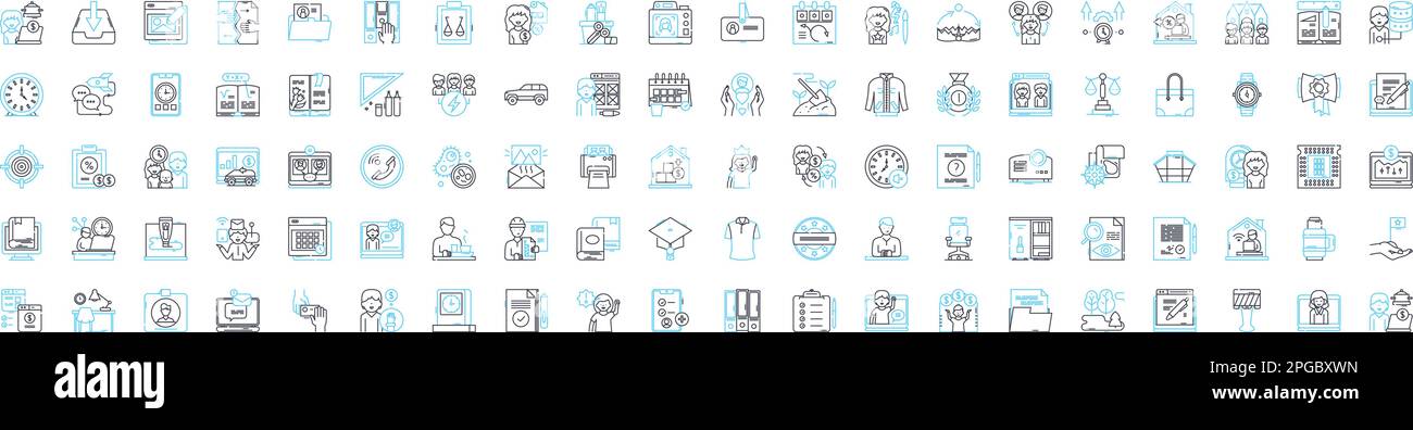 Office vector line icons set. Office, Desk, Chair, Cubicle, Workstation ...