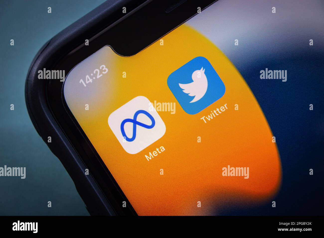 Vancouver, CANADA - Mar 18 2023 : Meta and Twitter icons seen in an ...