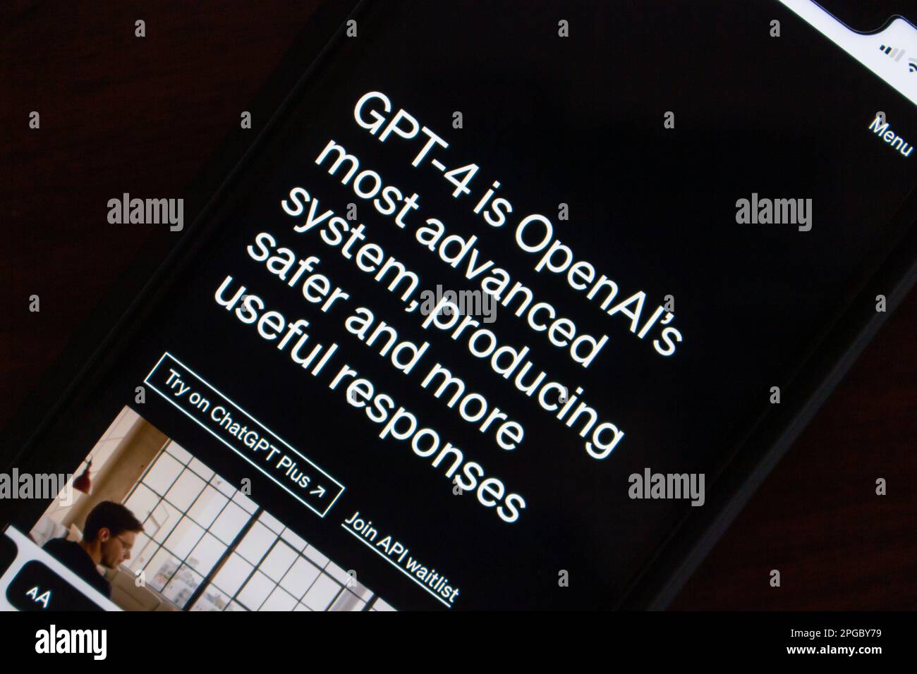 Vancouver, CANADA - Mar 18 2023 : Website of GPT-4 seen in an iPhone ...