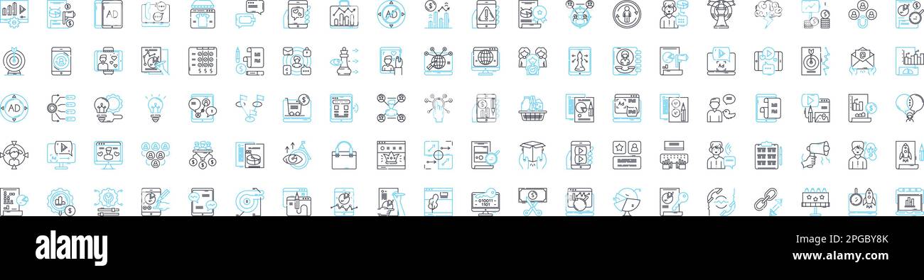 Global marketing vector line icons set. Global, Marketing ...