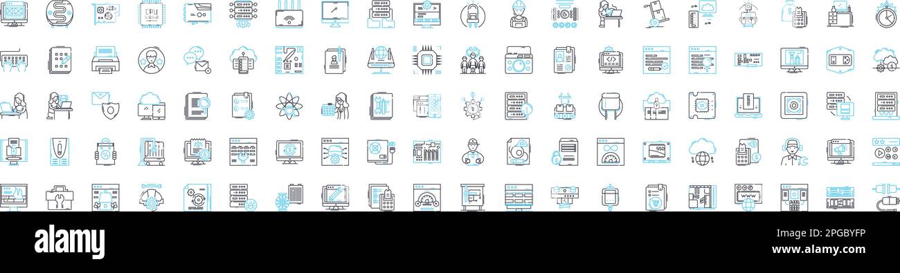 hardware tech vector line icons set. Hardware, Technology, Devices ...