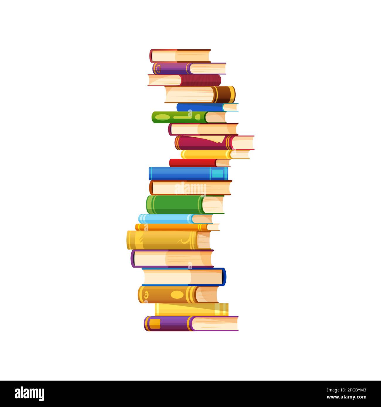 Stack of books, isolated vector pile of cartoon textbooks with colorful ...