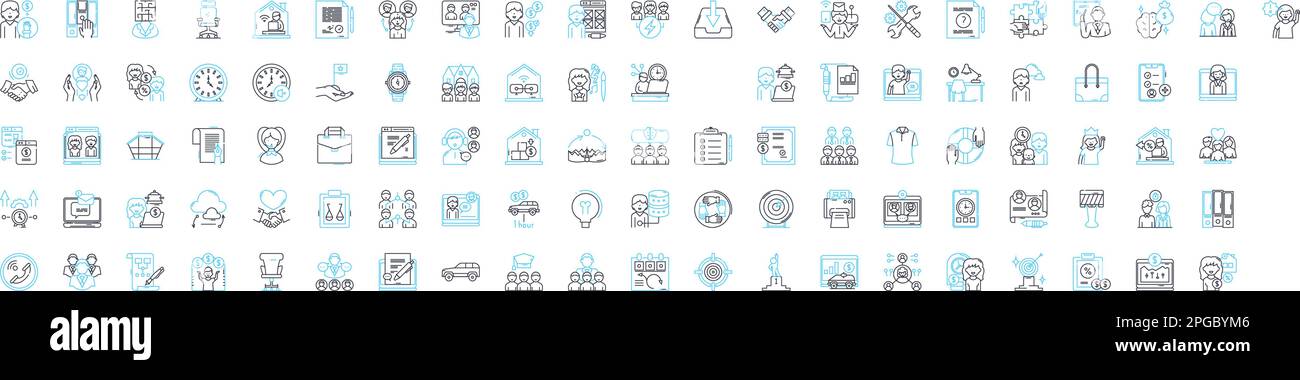 Remote work vector line icons set. Remote, Work, Telecommuting ...