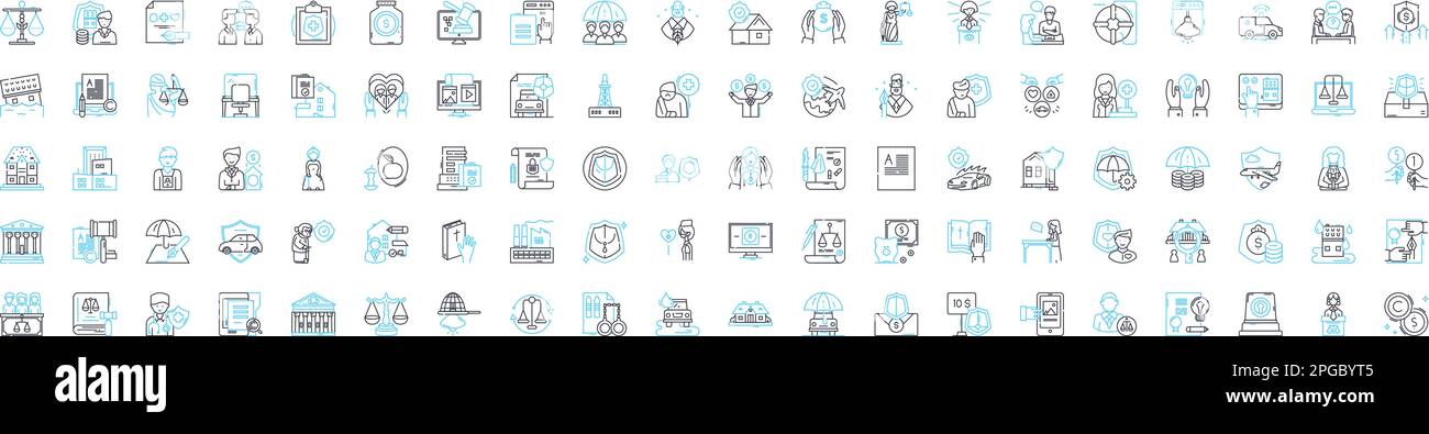 Insurance vector line icons set. Cover, Coverage, Risk, Premium ...