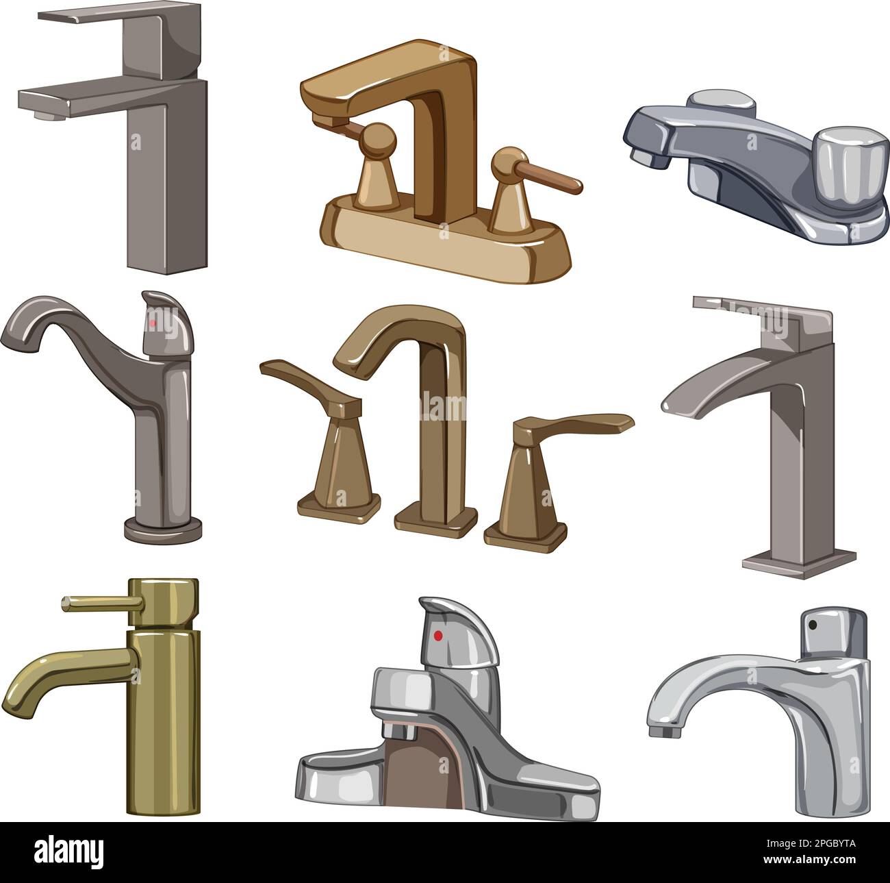 bathroom faucet set cartoon vector illustration Stock Vector Image ...