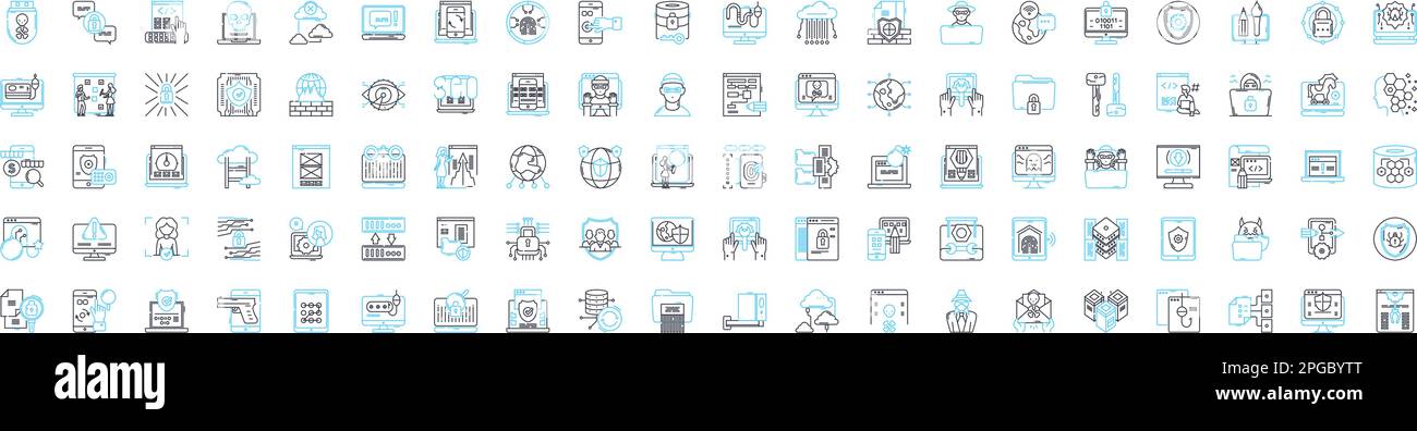 Cyber security vector line icons set. Cybersecurity, Cybercrime ...