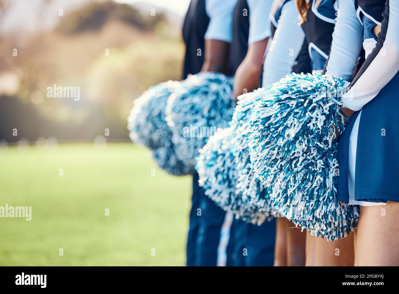 Cheerleader fitness, training and students in cheerleading uniform on a ...