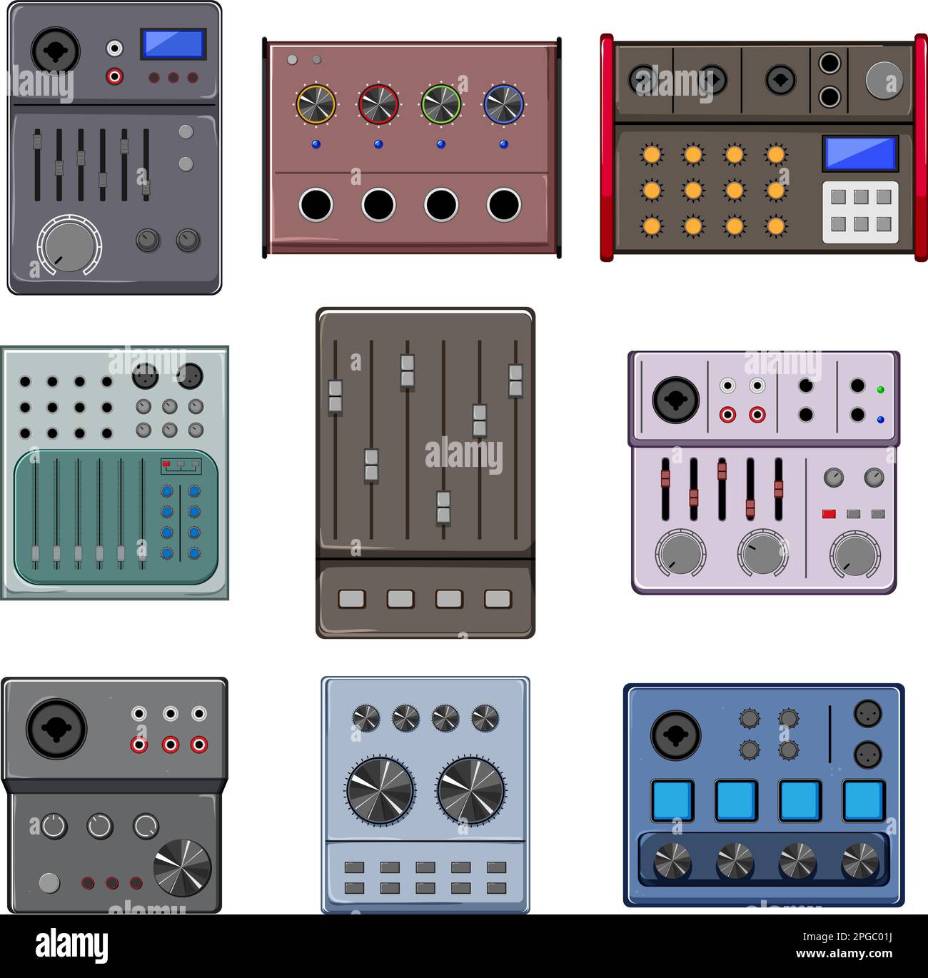 audio mixer set cartoon vector illustration Stock Vector Image & Art ...