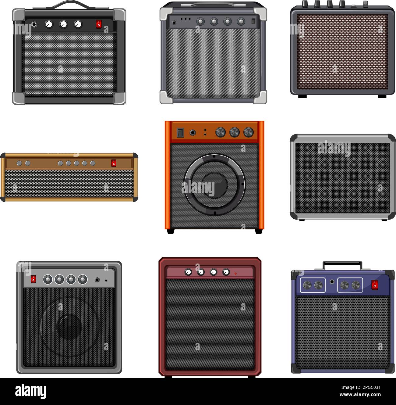 guitar amplifier set cartoon vector illustration Stock Vector Image ...