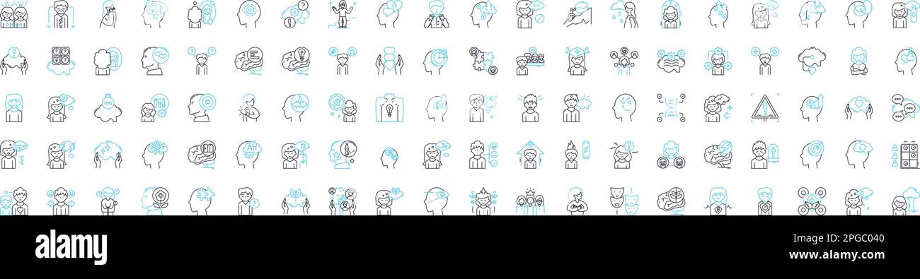 Human mentality vector line icons set. Mindset, Attitude, Perception ...