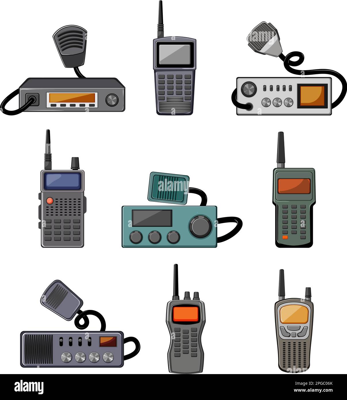radio transceiver set cartoon vector illustration Stock Vector Image ...