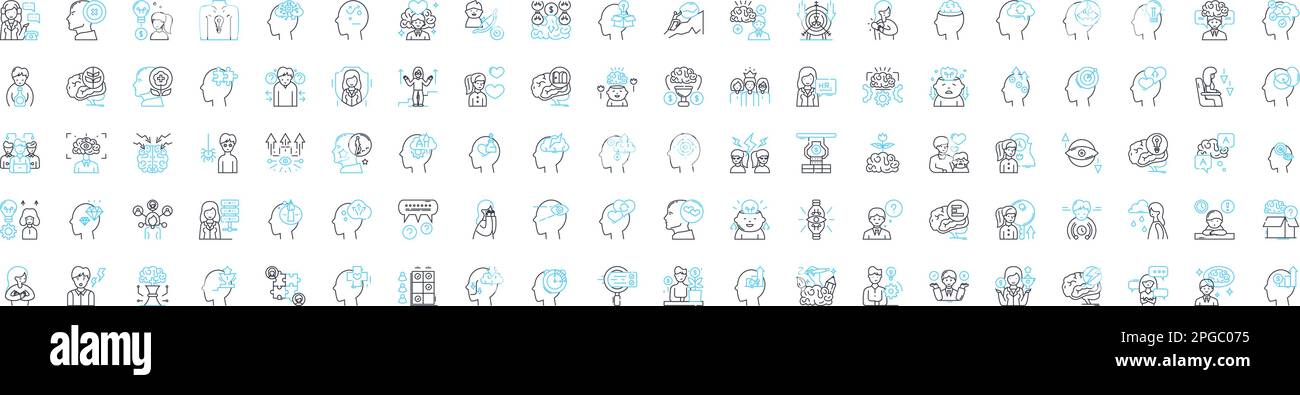 Mental care vector line icons set. Mental, care, therapy, health ...