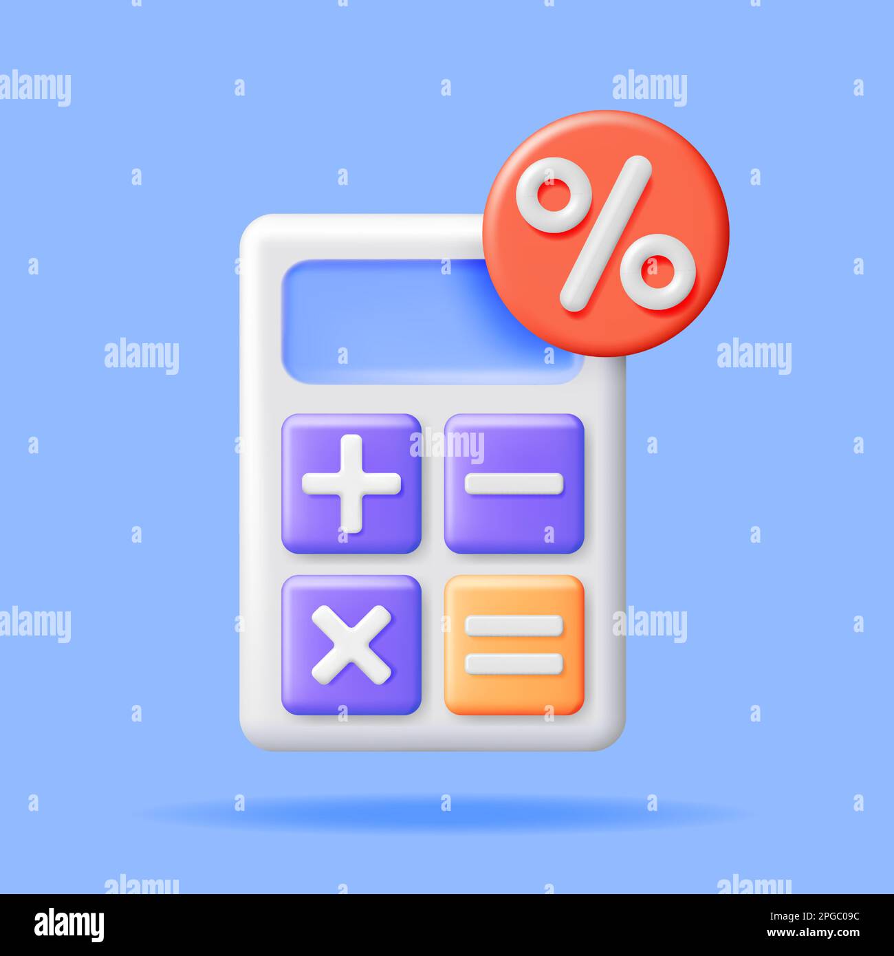 3d Modern Calculator With Percentage Sign Mathematics Icon Addition