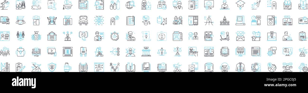 Educational elements vector line icons set. learning, instruction, knowledge, curriculum, skill ...