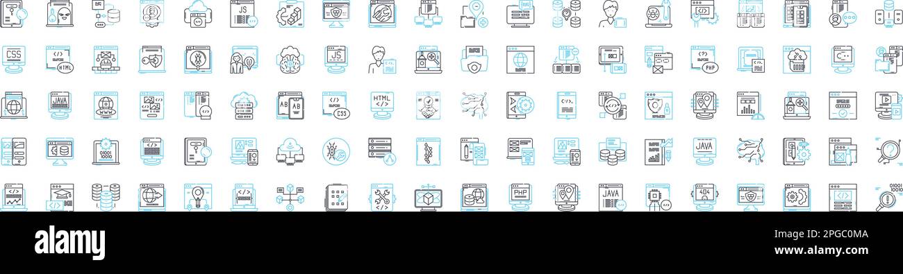 Low Coding Vector Line Icons Set No Code Visual Declarative