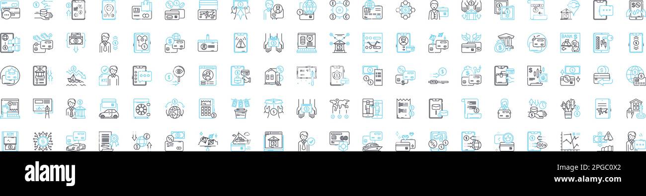 Tech Banking Vector Line Icons Set Tech Banking Online Mobile Security Fraud Digital