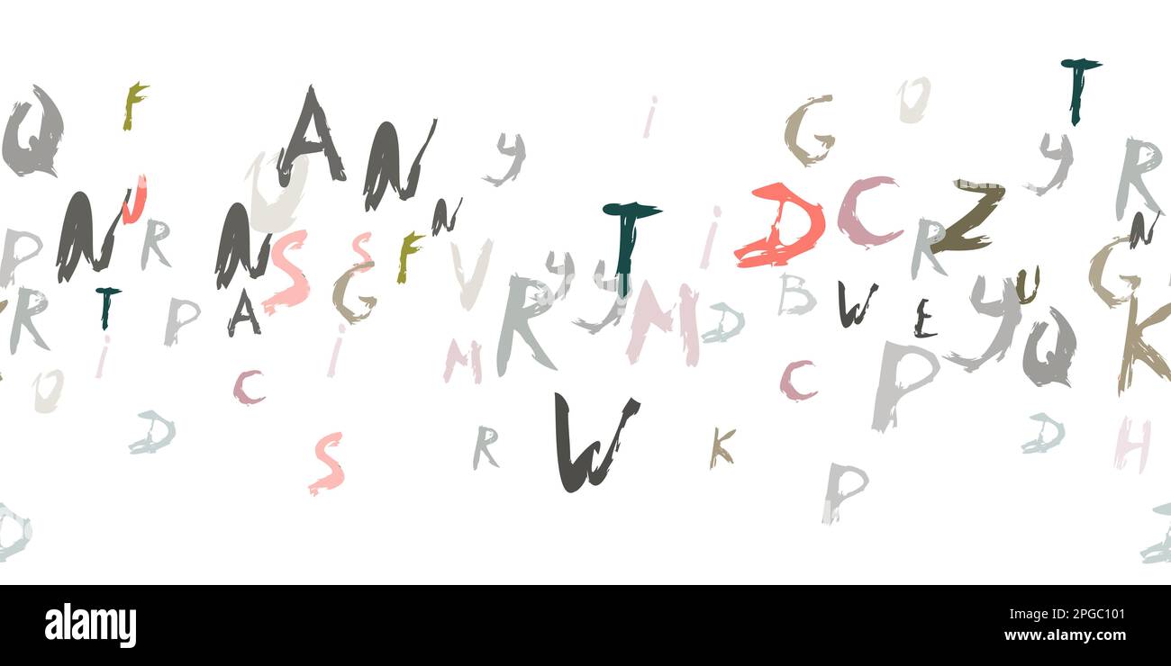 Color alphabet vector symbols. Seamless pattern of hand drawn brush ...