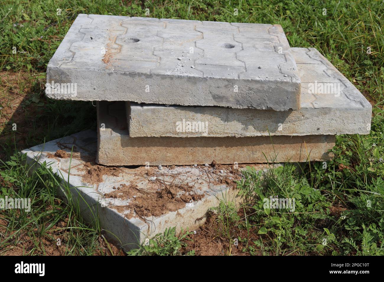 Reinforced concrete slabs for the repair of a section of roadside ...