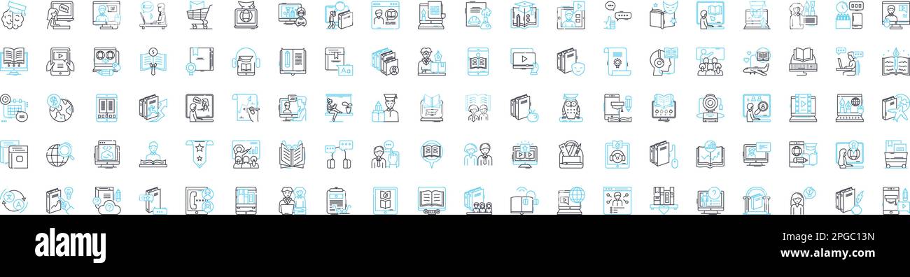 Online Content Management Vector Line Icons Set Content Management Online System Web