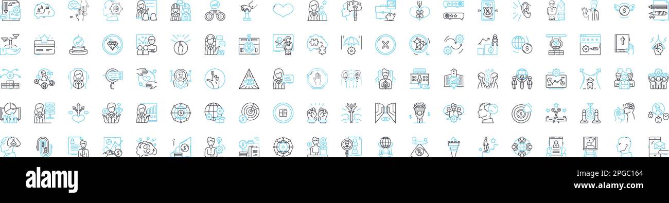 Connected business vector line icons set. Connected, Business ...