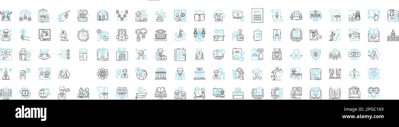 Video learning vector line icons set. Video, Learning, Course, Tutorial, Lesson, Education, E ...