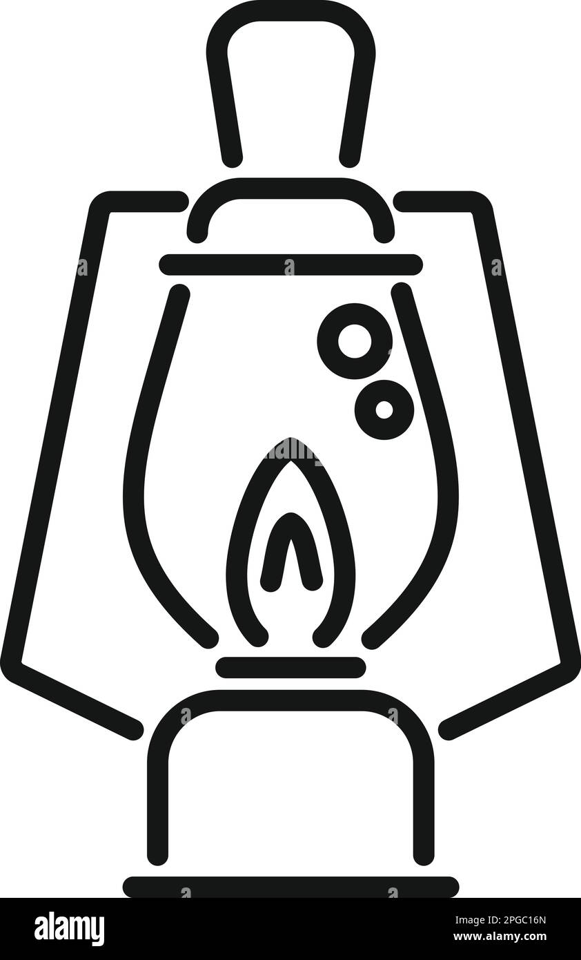 Burning lamp icon outline vector. Travel trip. Compass adventure Stock ...