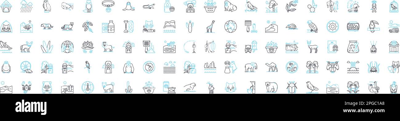 Cute animals vector line icons set. Furry, Puppy, Kitten, Cuddly, Lamb ...