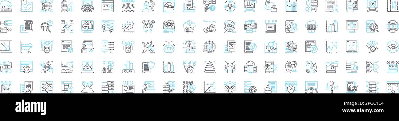 Data Marketing Vector Line Icons Set Data Marketing Analytics Automation Email Social