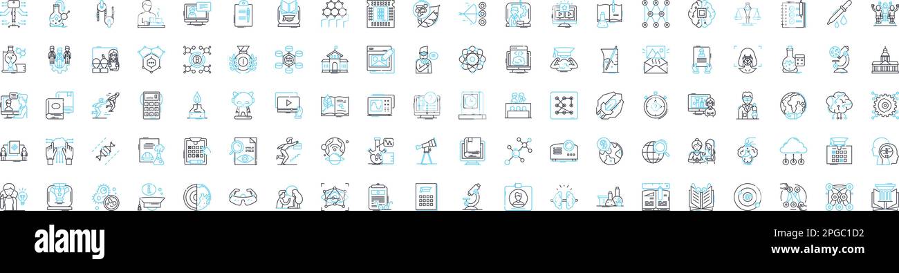 Science learning vector line icons set. Science, Biology, Chemistry ...